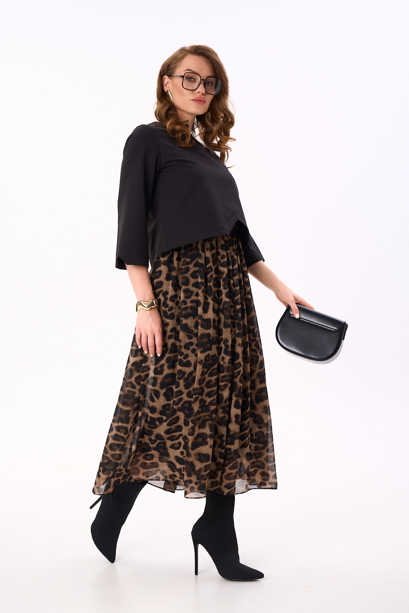 Платье 740-16 черный леопард NikVa купить - 5% скидка | в наличии